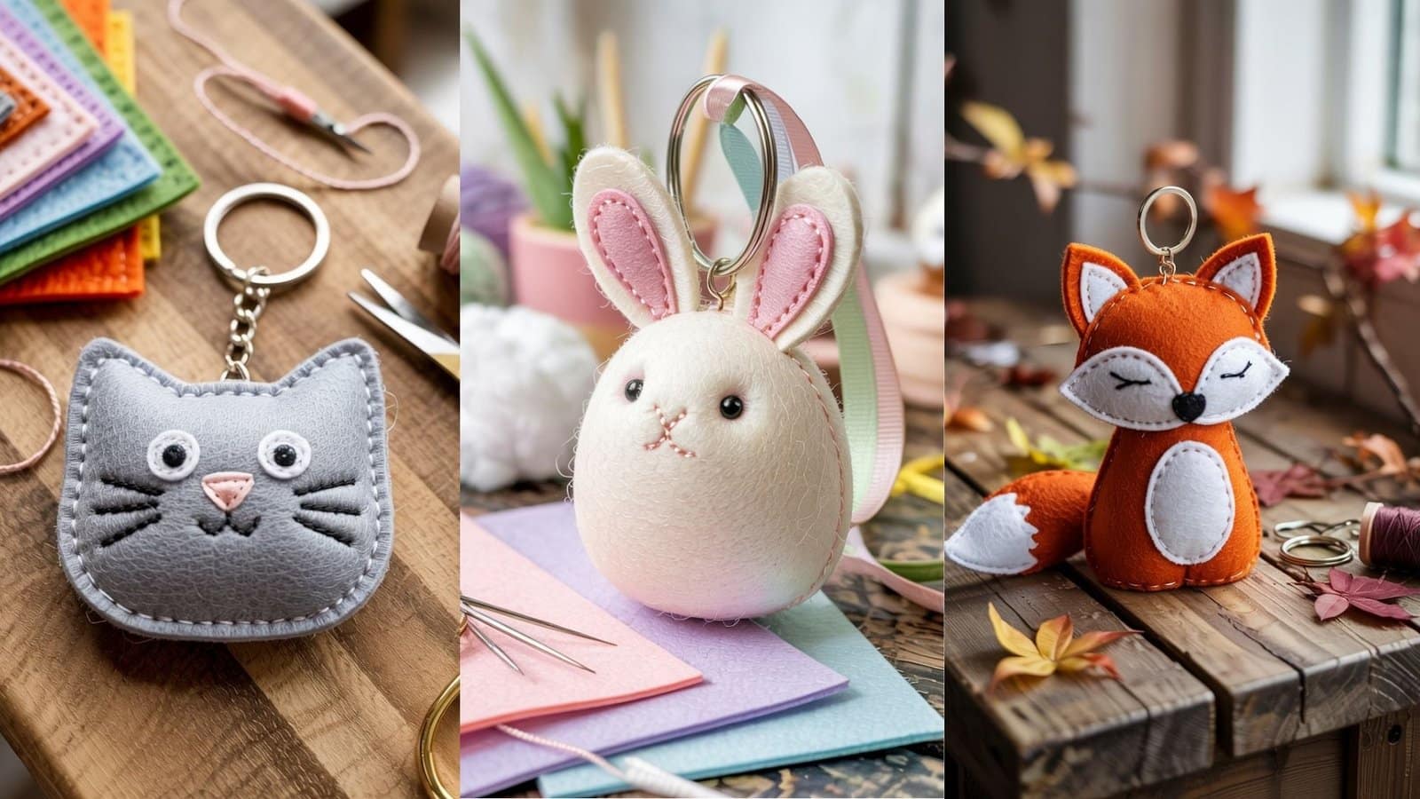 5 DIY Felt Animal Keychains Tutorial - Fixie Craft