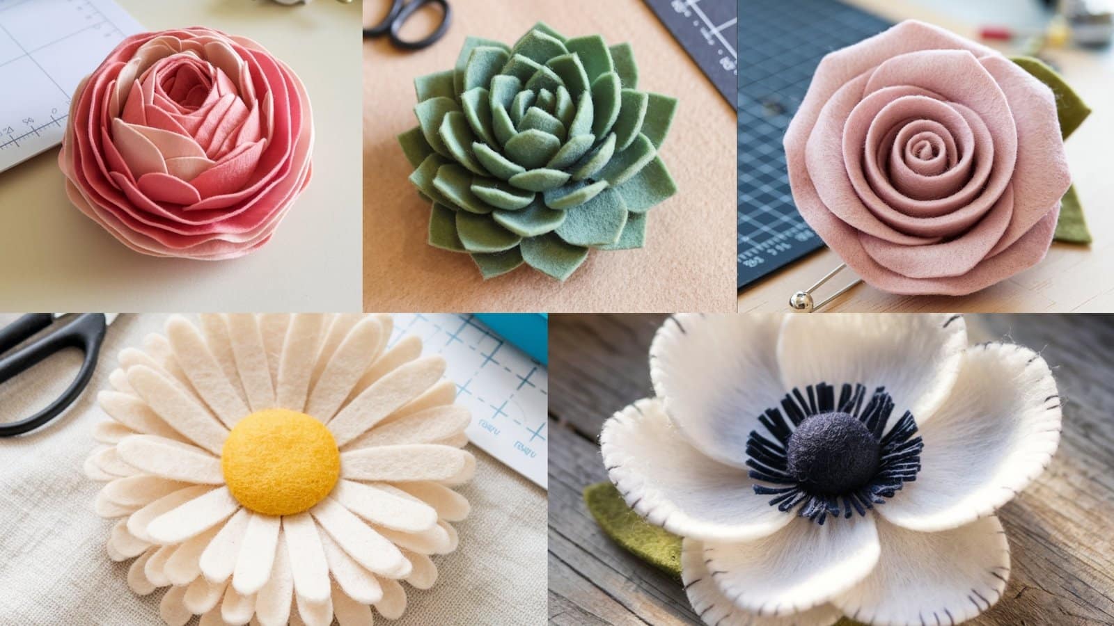 5 Felt Flower Brooch with Cricut - Fixie Craft